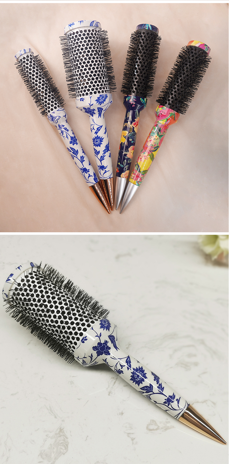 Custom hair brush Round Brush Blue and White Porcelain Round Brush with ...